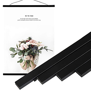 Miaowater Magnetic Poster Frame Hanger,12x16 12x18 12x20 12x24 Light Wood Wooden Magnet Frames Hangers for Photo Picture Art Canvas Print Artwork Wall Hanging Black 12''