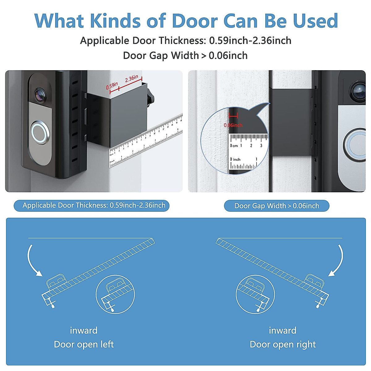 ODSD Video Doorbell Mount Anti-Theft, Adjustable Angle Mounting Cover Accessories for Camera Doorbell 1/2/3/3 Plus/4, No-Drill for Department Home Office Door Raven Black