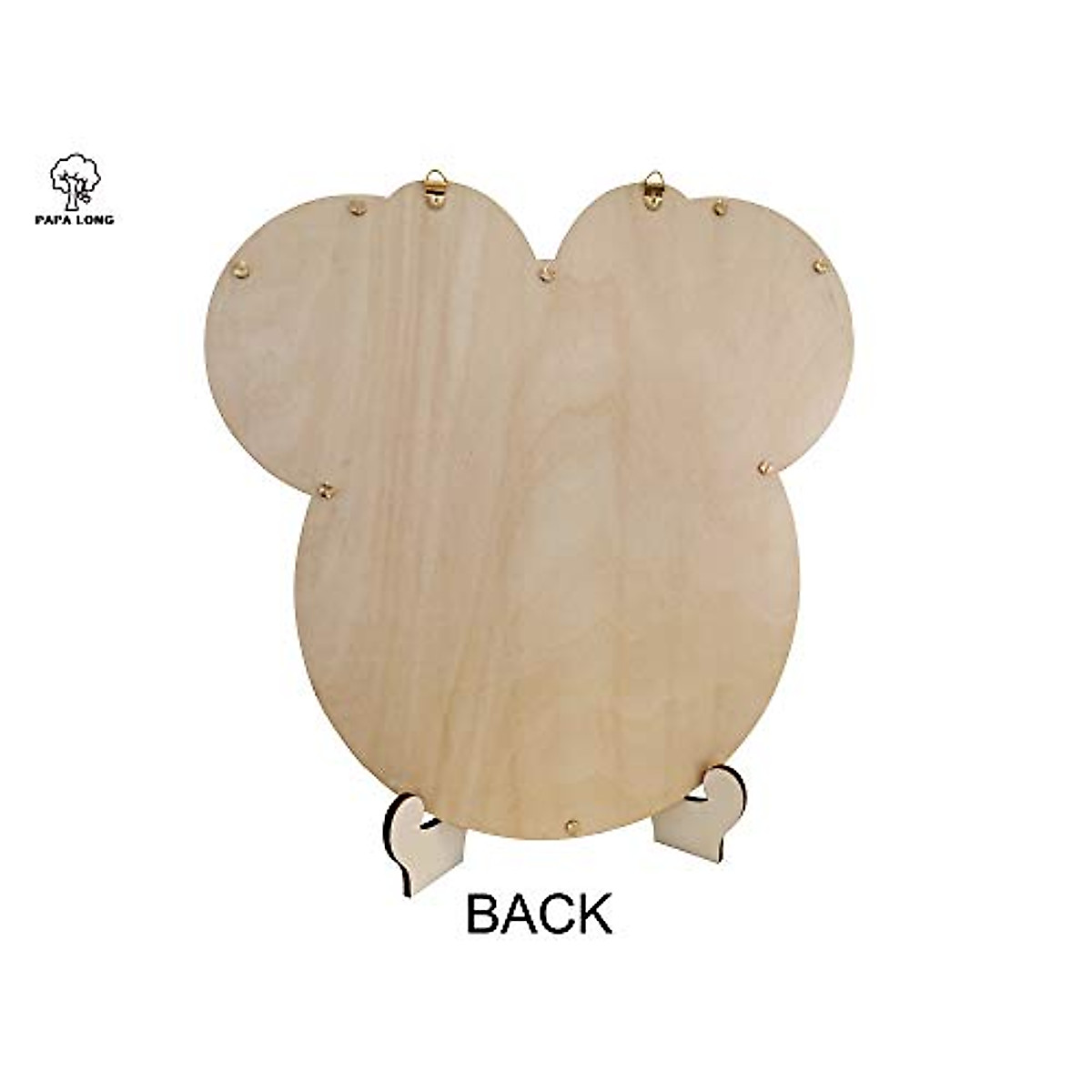 PAPA LONG Woodland Alternative Baby Shower Guest Book for Mickey Mouse Baby Shower or Birthday Party Decorations Including 42pcs Small Wooden Mouse Head Cutouts for Wishes