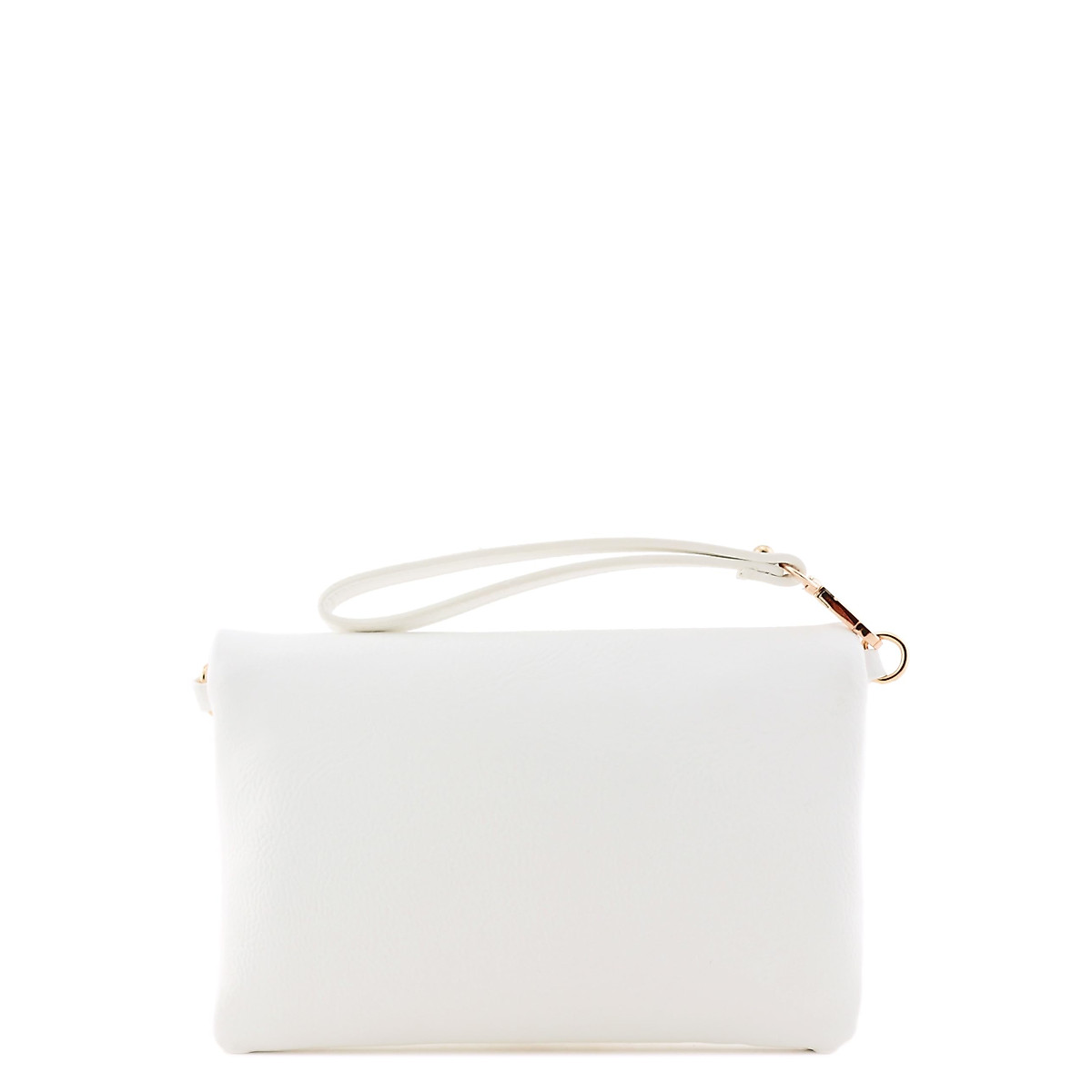 FashionPuzzle Envelope Wristlet Clutch Crossbody Bag with Chain Strap (White)