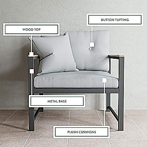 Edenbrook Cliffside Metal Patio Furniture - Mix and Match Chair Outdoor Furniture Pieces, Metal Chair with Cushions