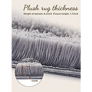 Medeunk 8x10 Area Rugs Solid Grey Super Soft Fluffy Upgrade Sponge Non-Slip No Shedding for Living Room Bedroom Girls/Boys Room Dorm Playroom Lounge Home Decor