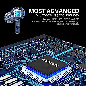 oetnaisan Bluetooth Earbuds,【24Hrs Charging Case】 Smart Touch Control Bluetooth Headphones, IPX5 Waterproof Sport Headphones, 6Hours,for Work/Travel/Gym