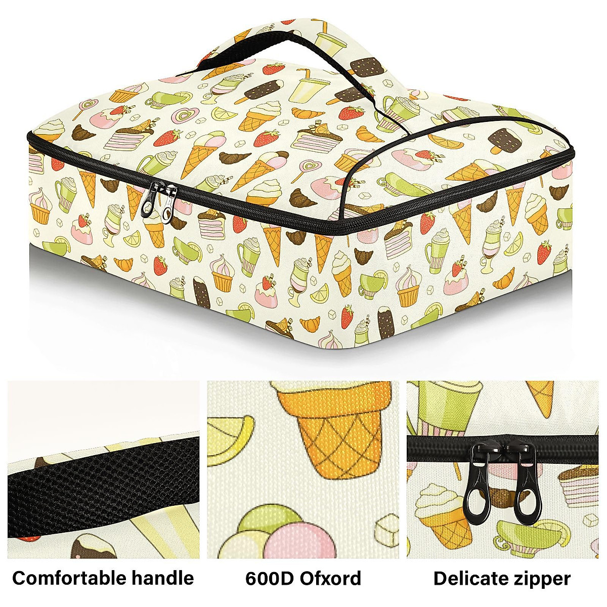 Kcldeci Insulated Thermal Food Carrier Insulated Casserole Carrier for Hot or Cold Food,Sweets Ice-cream Cake and Coffee Insulated Tote Bag for Potluck Cookouts Parties Picnic,Lasagna Lugger