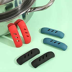 Silicone Anti-Scald Pot Handle Cover, 2023 New Anti- Scald Assist Handle Holder, Silicone Assist Handle Holder,Non-Slip Pot Holder Sleeve Pot Lid Handle Insulation Cover (Gray,6 Pairs)