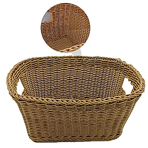 Cabilock Woven Storage Basket Large Storage Container with Handles Rustic Decorative Rattan Storage Basket for Laundry Bedroom Bathroom (Bottom 11.8x7.9x7.9 inch)