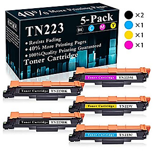 5-Pack (2BK+C+M+Y) Cartridge TN223BK,TN223C,TN223M,TN223Y Toner Cartridge Replacement for Brother MFC-L3770CDW L3710CW L3750CDW L3730CDW HL-3210CW 3230CDW 3270CDW 3290CDW DCP-L3510CDW L3550CDW Printer