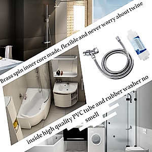 Klabb K-3 shower set 79 Inches Stainless Steel Shower Hose with Adjustable Shower Arm Holder Shower Head Holder Replacement Shower Hose Head Holder with inner brass ball.