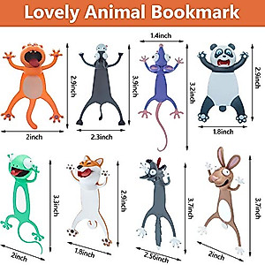 8 Pieces 3D Cartoon Animal Bookmark Set for Kids Novelty Funny Cute Bookmarks Squashed Animals Reading Bookmark Stationery Presents Party Favors for Kids Student