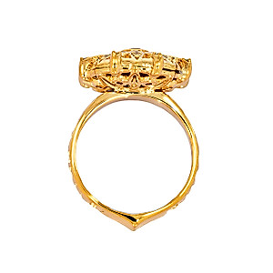 ETHNIQ Felicia Collection Statement Ring Floral Design 22K Gold Plated adorned with Yellow Sapphire Cubic Zirconia Gift Ideas for All occasions & Seasons Women's rings Size 10.25