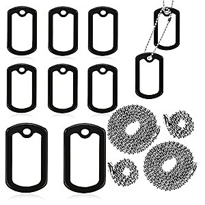 Military Dog Tag Silencers,10 Pack Military Engraved Dog Tag Silicone Case with 4 Chains Black Army Dog Tags Silencers for Authentic Military Id Tags Rubbers Case to Reduce Noise and Protect Tag