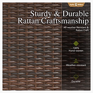 Sophia & William Patio Chairs Set of 2, 2 Pcs All-Weather Rattan Outdoor Dining Chairs, Lightweight Wicker Dining Chairs with Seat Cushions