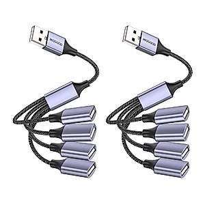 MOGOOD 4-in-1 USB Splitter Cable: USB to 4 USB Power/Data Adapter for Mac, Car, Xbox One, PS4, PS5, PC