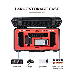 DEVASO Upgraded Carrying Case for Steam Deck, Professional Deluxe Waterproof Case Soft Lining Hard Shell Travel Case for Steam Deck Console and Other Accessories