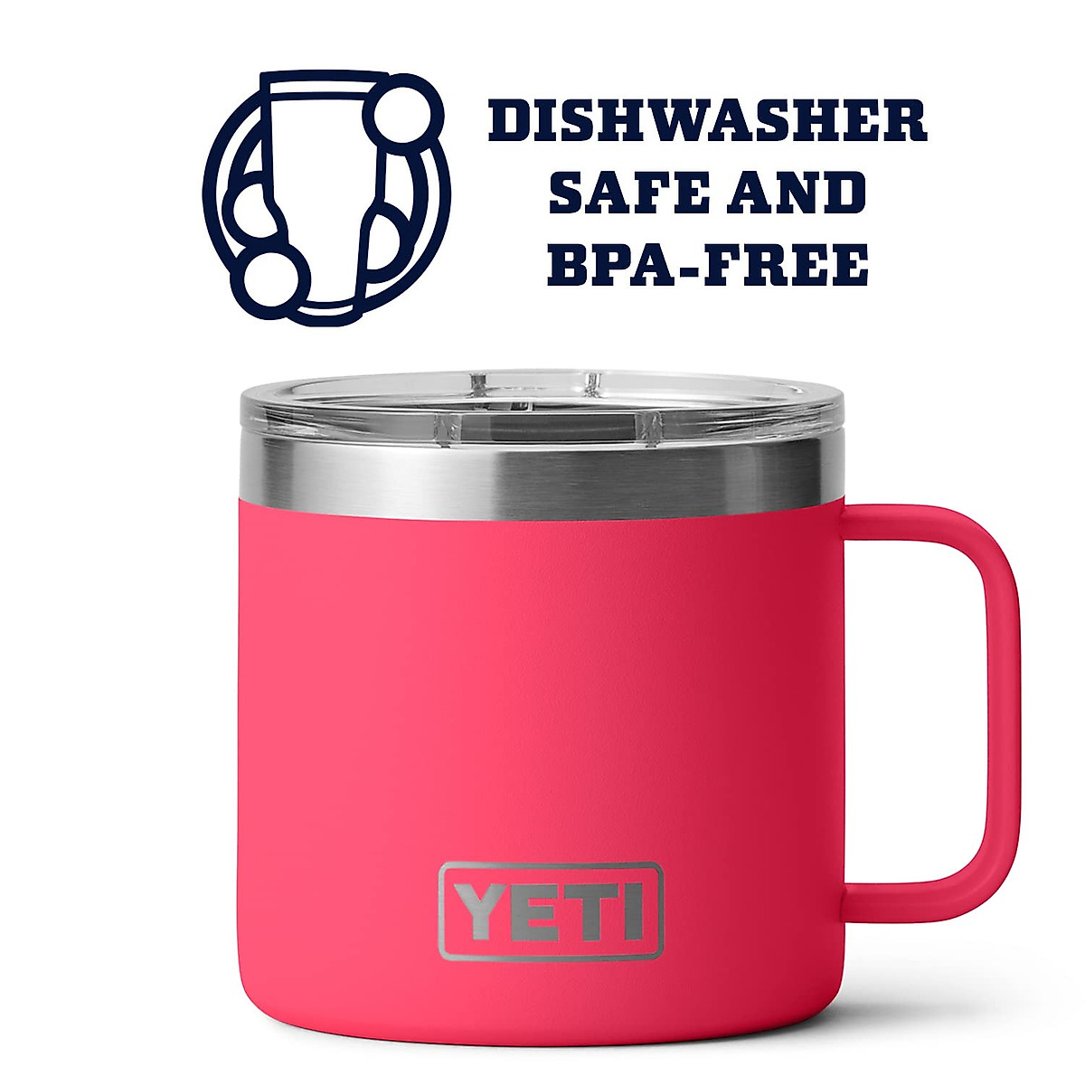 YETI Stainless Steel Rambler Drinking_Cup, Vacuum Insulated, with MagSlider Lid, 14 Ounces, Bimini Pink