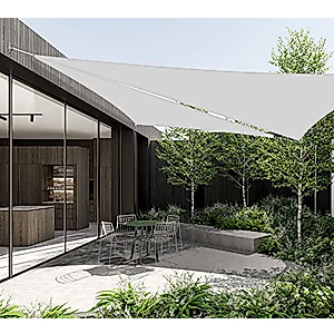 Windscreen4less Terylene Waterproof Sun Shade Sail UV Blocker Triangle Sunshade Patio Canopy Sail 12' x 12' x 12' in Color Light Grey 260GSM