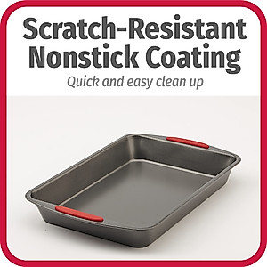 Goodcook Mega Grip 13" x 9" Nonstick Steel Cake Baking Pan with Silicone Grip Handles, Gray