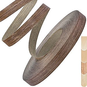 ZYJT Walnut Edge Banding, 1 inch x 50ft roll of Veneer Edge Banding, Pre-glued Flexible Real Wood Tape Banding for Cabinet Repair Furniture Restoration