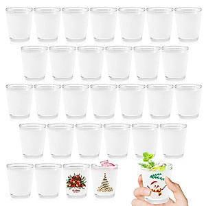 YOUKE OLA 36 Pack Sublimation Shot Glasses Heavy Base Shot Glasses Blanks Sublimation Wine Shot Glasses Personalized Whiskey Shot Glass Bulk for Heat Press DIY Gift Party Wedding, White 1.5oz