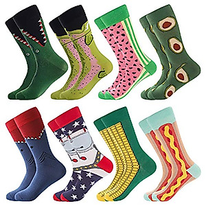 BISOUSOX Men's Colorful Funny Novelty Casual Cotton Crew Gift Fun Dress Socks Novelty for Men Father