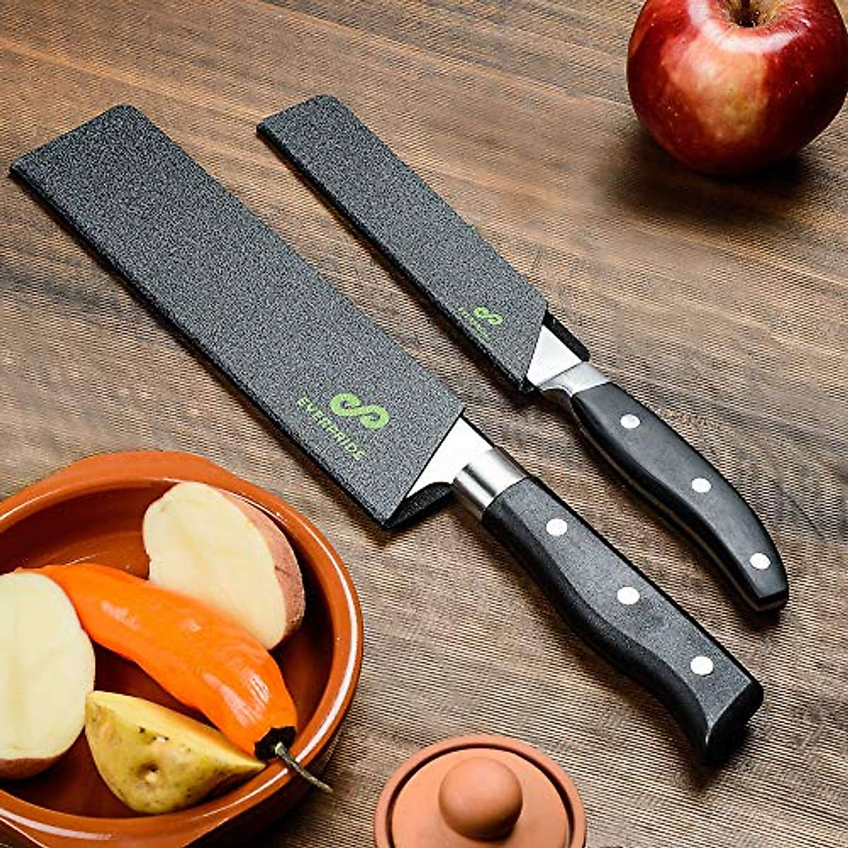 EVERPRIDE 6 Inch & 8 Inch Chef Knife Guard Set (2-Piece Set) Universal Blade Edge Cover Sheaths for Chef and Kitchen Knives – Durable, BPA-Free, Felt Lined, Sturdy ABS Plastic – Knives Not Included