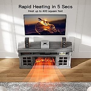 Pipishell Fireplace TV Stand with 23 inch Fireplace for up to 70 inch TVs, Electric Fireplace TV Stand Holds up to 200 lbs, Fireplace Entertainment Center TV Console Table with Open Shelves, PIWFS01G