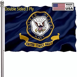 US Navy Emblem Flags 3x5 Outdoor Double Sided 3 Ply-United States Naval Military Flag Vivid Color Clear Pattern Reinforcement Sewing Durable Polyester with 2 Brass Grommets
