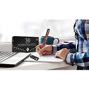 Wordsworth & Black Fountain Pen Ink Refills - Set of 30 Black Ink Cartridges - International Standard Size - Length APPR 2.04 Inch - Base Diameter APPR 0.24 Inch - Disposable and Generic