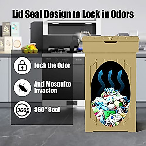 JEROAL Wood Bathroom Trash Can, 23 Gallon Kitchen Trash Can with Lid, Nordic Modern Waterproof Small Waste Basket Dog Proof Garbage Can for Kitchen, Bathroom, Bedroom, Living Room, Office, Outdoor