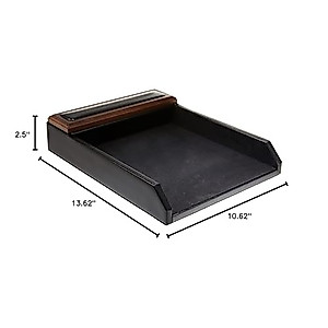 Dacasso Leather Desktop Tray Luxury Letter Holder & Paper Desk-Office Organization, 13.62in x 10.62in x 2.50in, Black