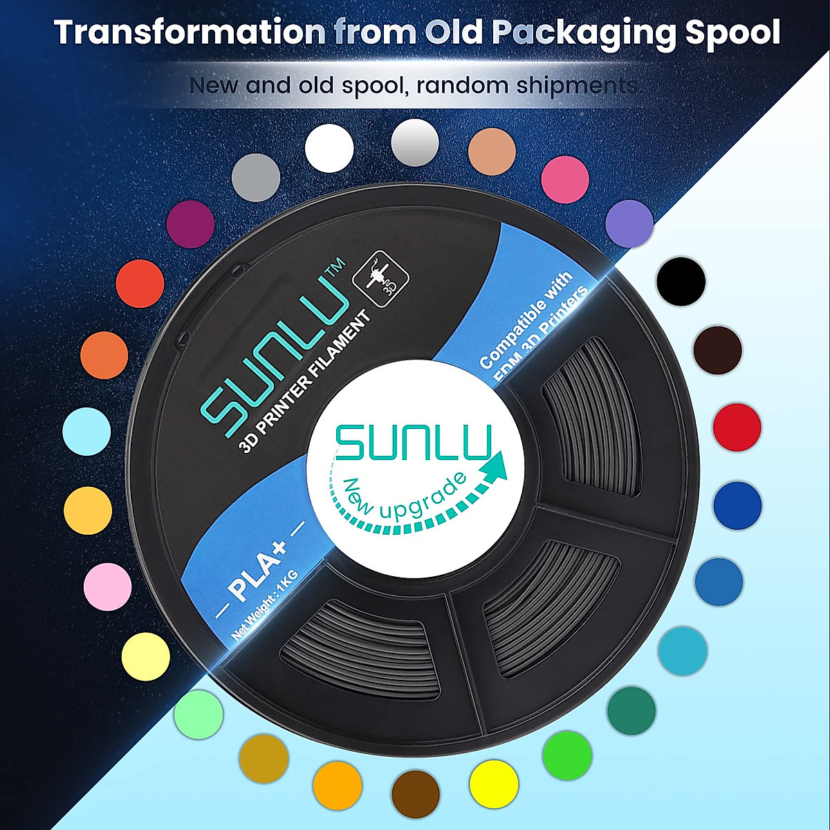 SUNLU 3D Printer Filament PLA Plus 1.75mm, SUNLU Neatly Wound PLA Filament 1.75mm PRO, PLA+ Filament for Most FDM 3D Printer, Dimensional Accuracy +/- 0.02 mm, 1 kg Spool(2.2lbs), Grey