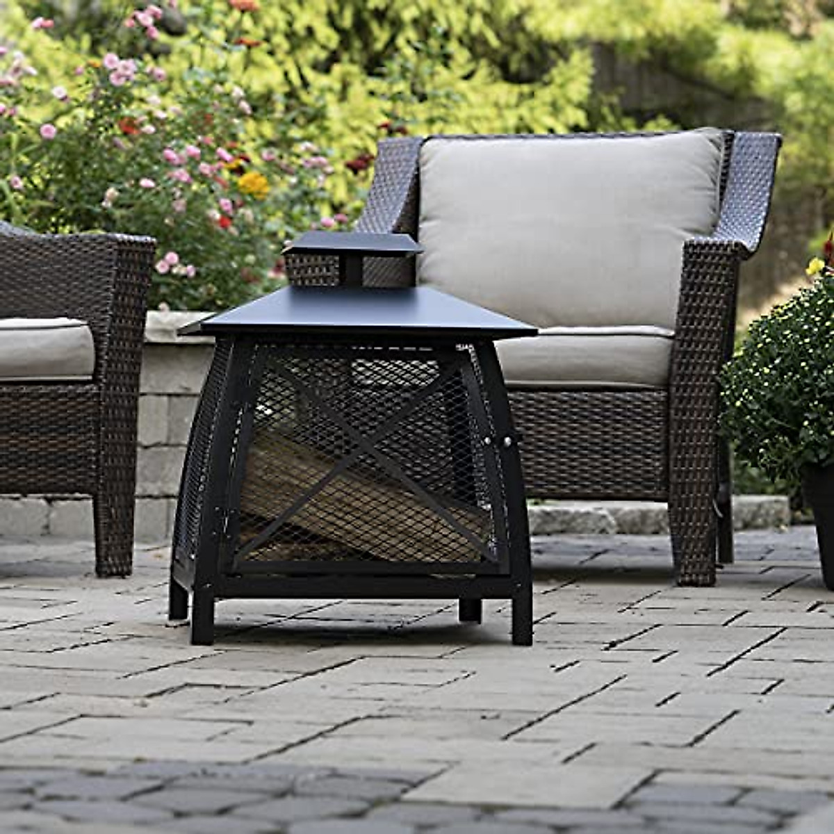 Blue Sky Outdoor Living WBF20 20” Square Wood Burning Outdoor Fireplace with 360-Degree View