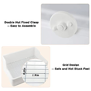 BNOSDM Bunny Litter Box with Grid Dwarf Rabbit Cage Potty Trainer Corner Toilet Small Animal Litter Pan Bedding Box Plastic Detachable Tray for Chinchillas Hedgehogs Ferret Guinea Pigs