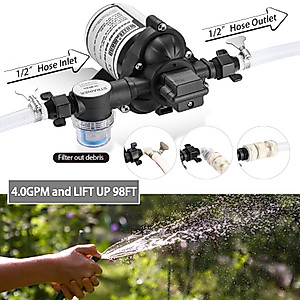 WASSERMANN RV Pump, 12V Self-priming RV Water Pressure Pump 4.0GPM 45PSI with Pressure Switch, for RV Marine Camping Yacht Garden