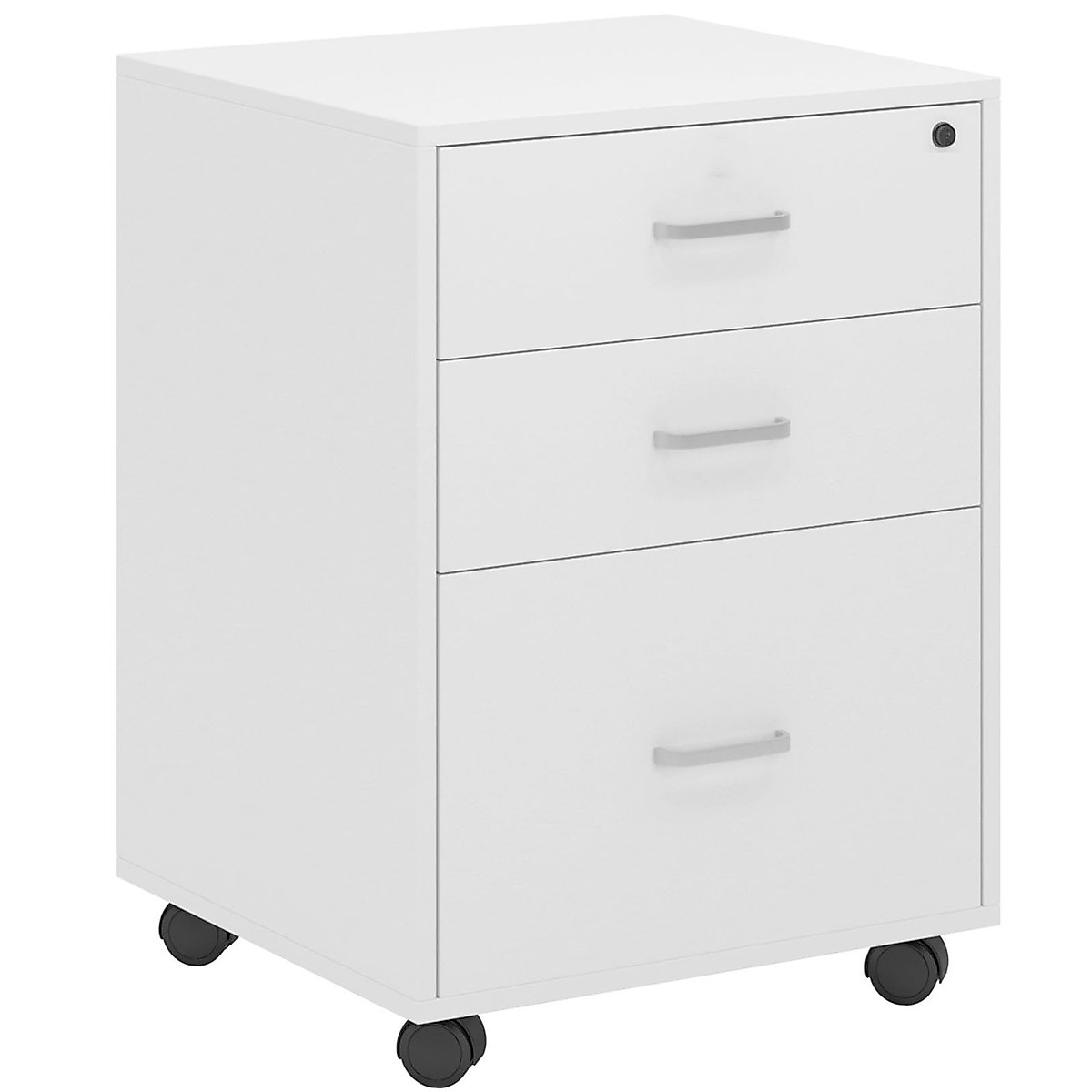 DlandHome Cabinet with Wheels 3 Drawer File, Mobile Rolling Filing Cabinet Filing Cabinet (OneSize, White)
