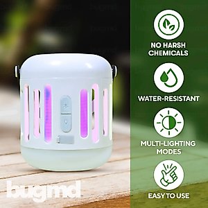 BugMD Zap Trap, Battery or USB Powered 2-in-1 Lamp and Bug Zapper with UV and LED Light, Portable Light for Indoor Spaces