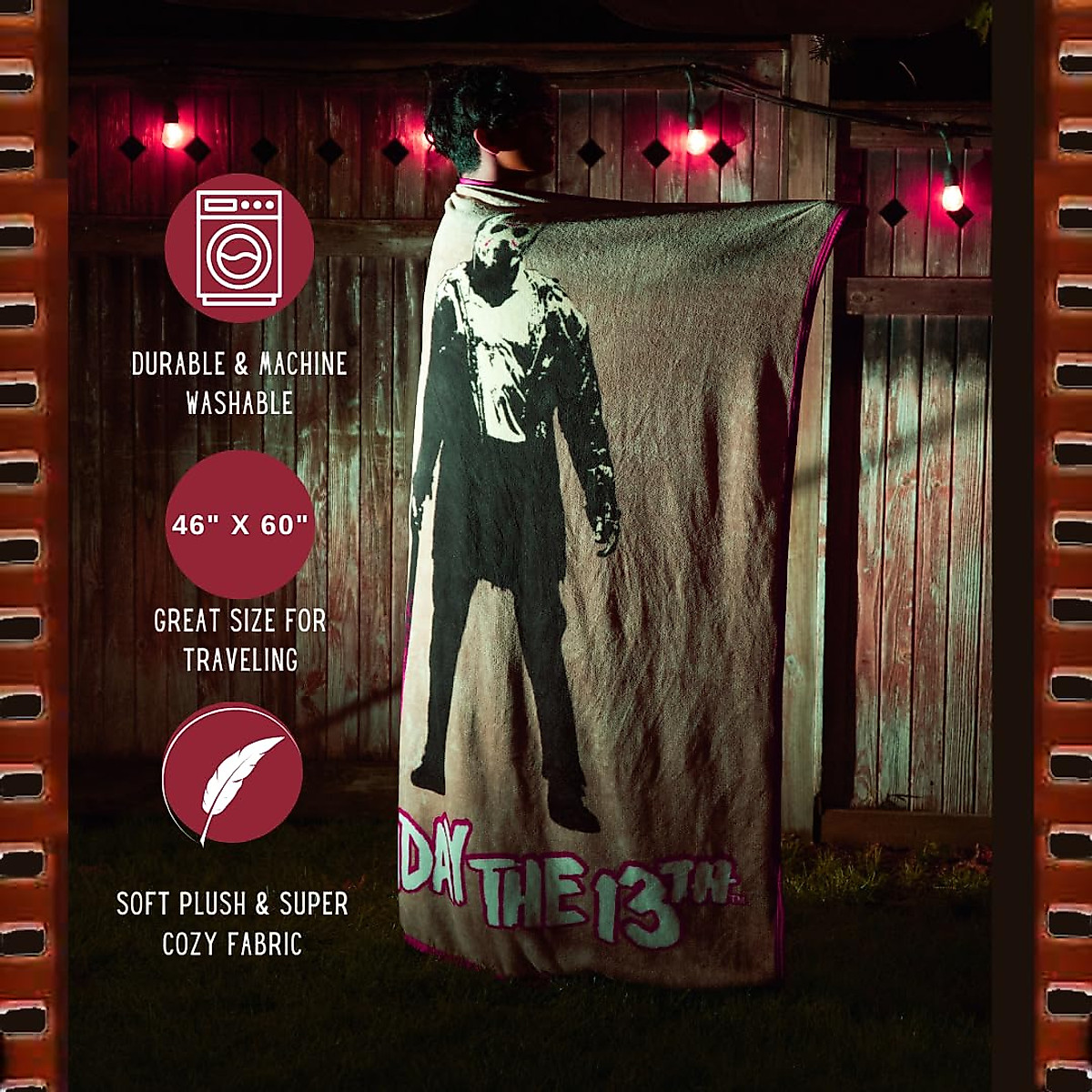 Franco Halloween Friday The 13th Jason Horror Bedding Super Soft Micro Raschel Throw, 46 in x 60 in, (Official Licensed Product)