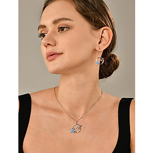 YL Hummingbird Hook Earrings Sterling Silver Flowers Dangle Drop Earrings Created Aquamarine Jewelry Women