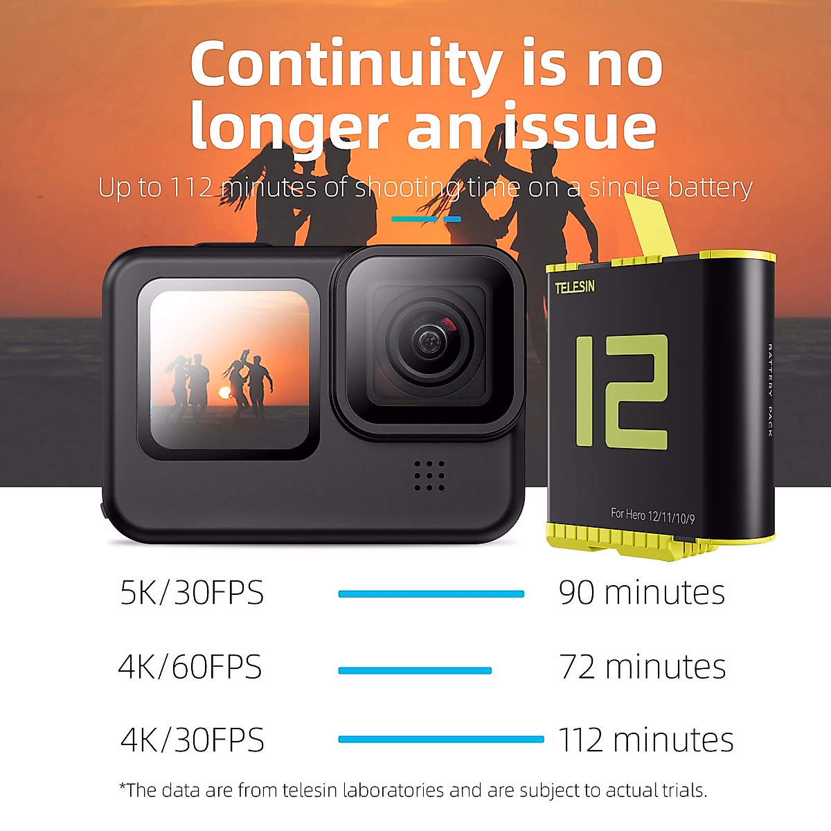 Battery Charger for GoPro Hero 12 Hero 11 Hero 10 Hero 9, TELESIN 3-Pack Batteries + Triple USB Charge Case with SD Card Slot Fully Compatible with Original Go Pro 12 11 10 9 Black Camera Accessories