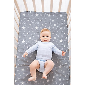 4 Pack Star and Moon Neutral Unisex Fitted Baby Sheets Set for Baby Boys or Girls (Crib Sheets)