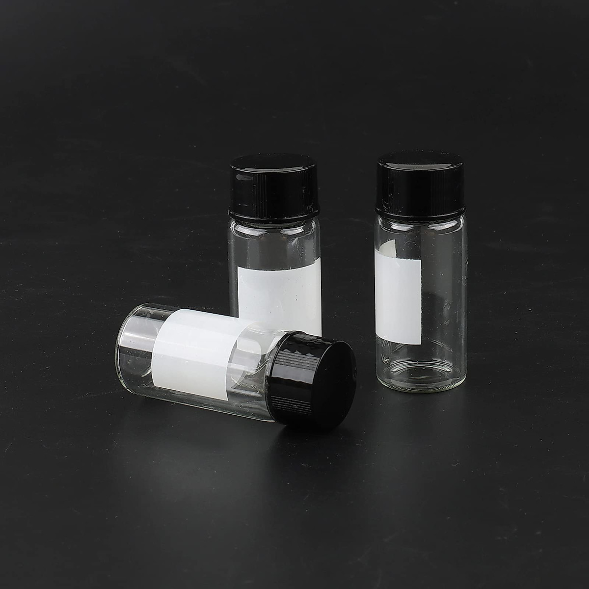 Newzoll 45Pcs 10ml Small Empty Glass Vials, Clear Liquid Sample Glass Bottles Jars, Mini Glass Thread Cap Bottles with Write-on Spot and 10 Funnels