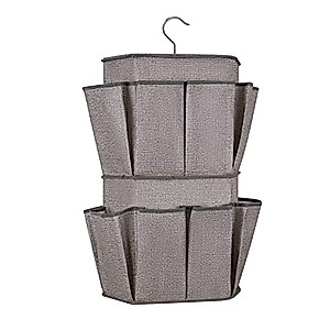 Libeder 2-Tier Rotating Closet Organizer, Hanging Closet Organizers and Storage with 12 Pockets, Closet Hanging Shelf Organizer, Shoe Organizer for Closet Small Space, Grey