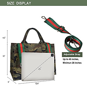 Dyalsa Tote Bags for Women, Canvas Handbag Tote Purse Crossbody Bags with Zip Casual Shoulder Bags for Work and Travel AL-002Camo