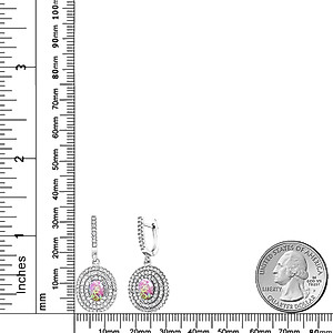 Gem Stone King 3.40 Ct Oval Cabochon Pink Simulated Opal 925 Sterling Silver Earrings