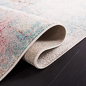 Safavieh Phoenix Collection 8' x 10' Aqua/Gold Rose PHX506J Modern Contemporary Abstract Non-Shedding Area Rug