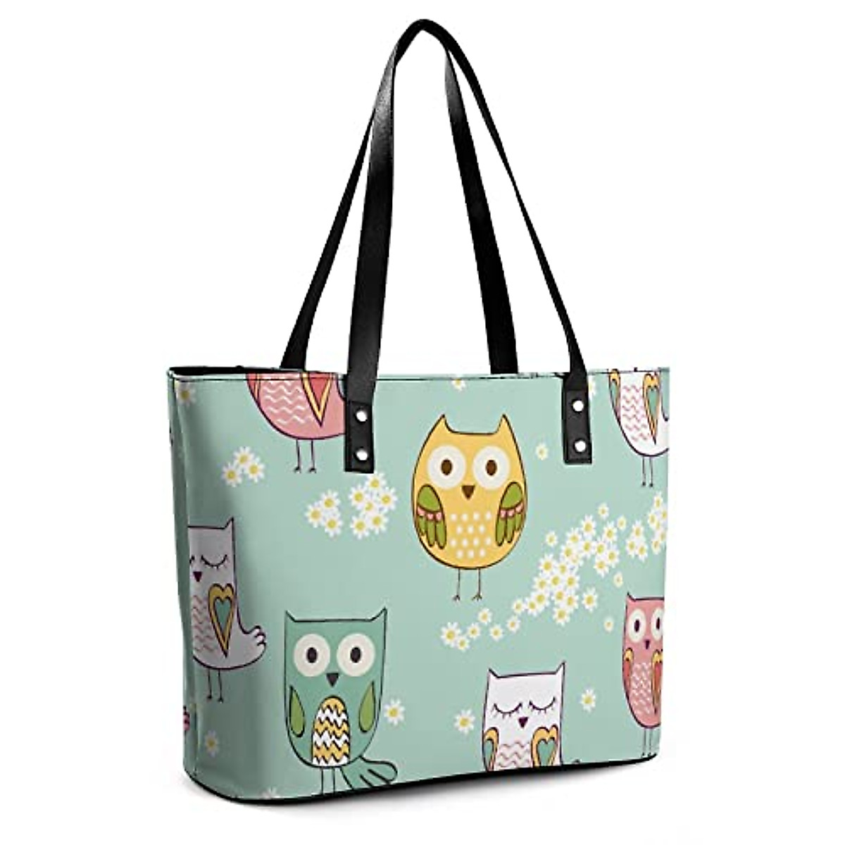 Womens Handbag Owls Leather Tote Bag Top Handle Satchel Bags For Lady