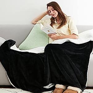 EHEYCIGA Sherpa Blanket Twin Size - Fuzzy Sherpa Fleece Blanket Twin Size Super Soft Plush Blanket, Thick Winter Blanket, Black, 60x80 Inches