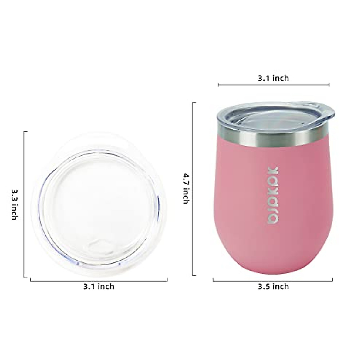 BJPKPK 2 pcs 12oz Insulated wine tumbler, 12oz Insulated Wine Tumbler with Lid,Unbreakable Stainless Steel Wine Glasses, Insulated Tumbler for Home & Outdoor, Light Pink