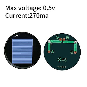 10Pcs Mini Solar Panels for Solar Power, 0.5V 270mA Mini Solar Panel Kit DIY Electric Toy Photovoltaic Cells Solar Epoxy Cell Charger Diameter 1.77"(45mm)