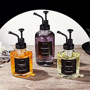 Molimoli Coffee Syrup Dispenser for Coffee Bar, Coffee Pump Dispenser, Glass Syrup Bottle w. Pump, 16.9 oz 500 ml, Set of 2, Black Upgraded Pump